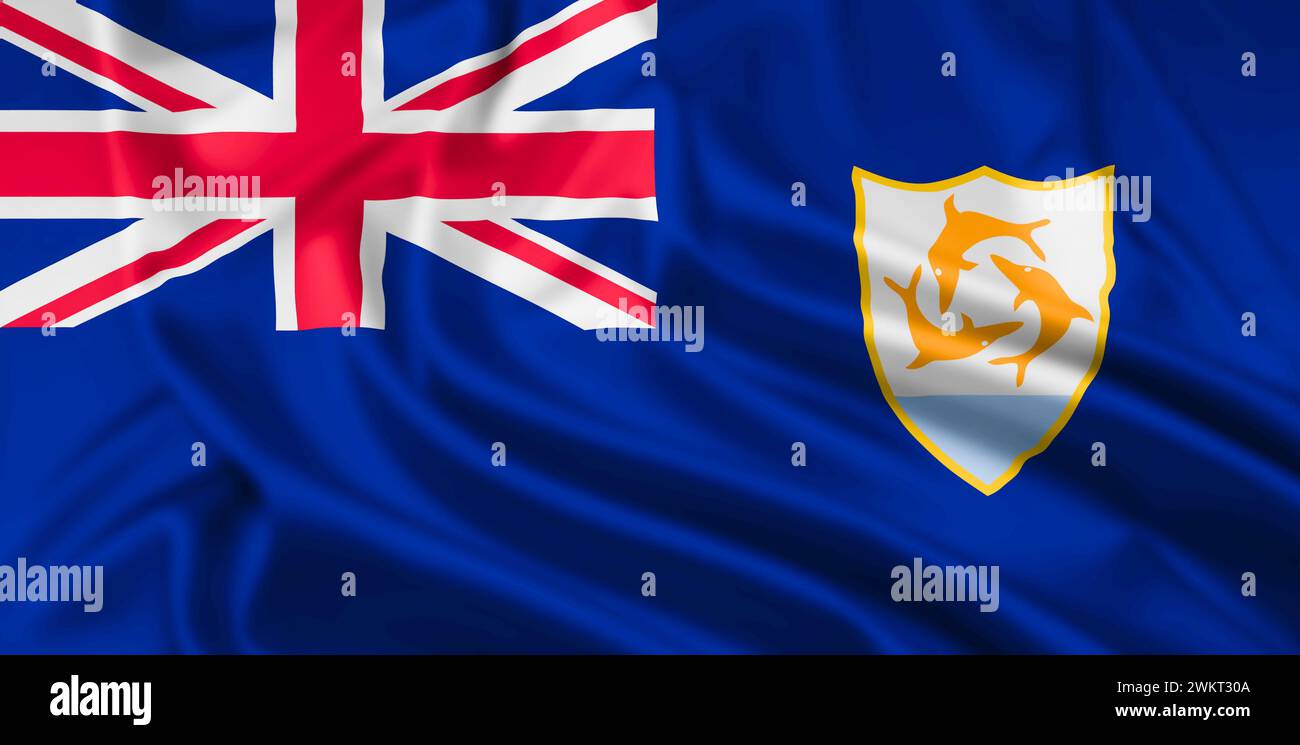 The Flag of the British Overseas Territory of Anguilla rippled Stock ...