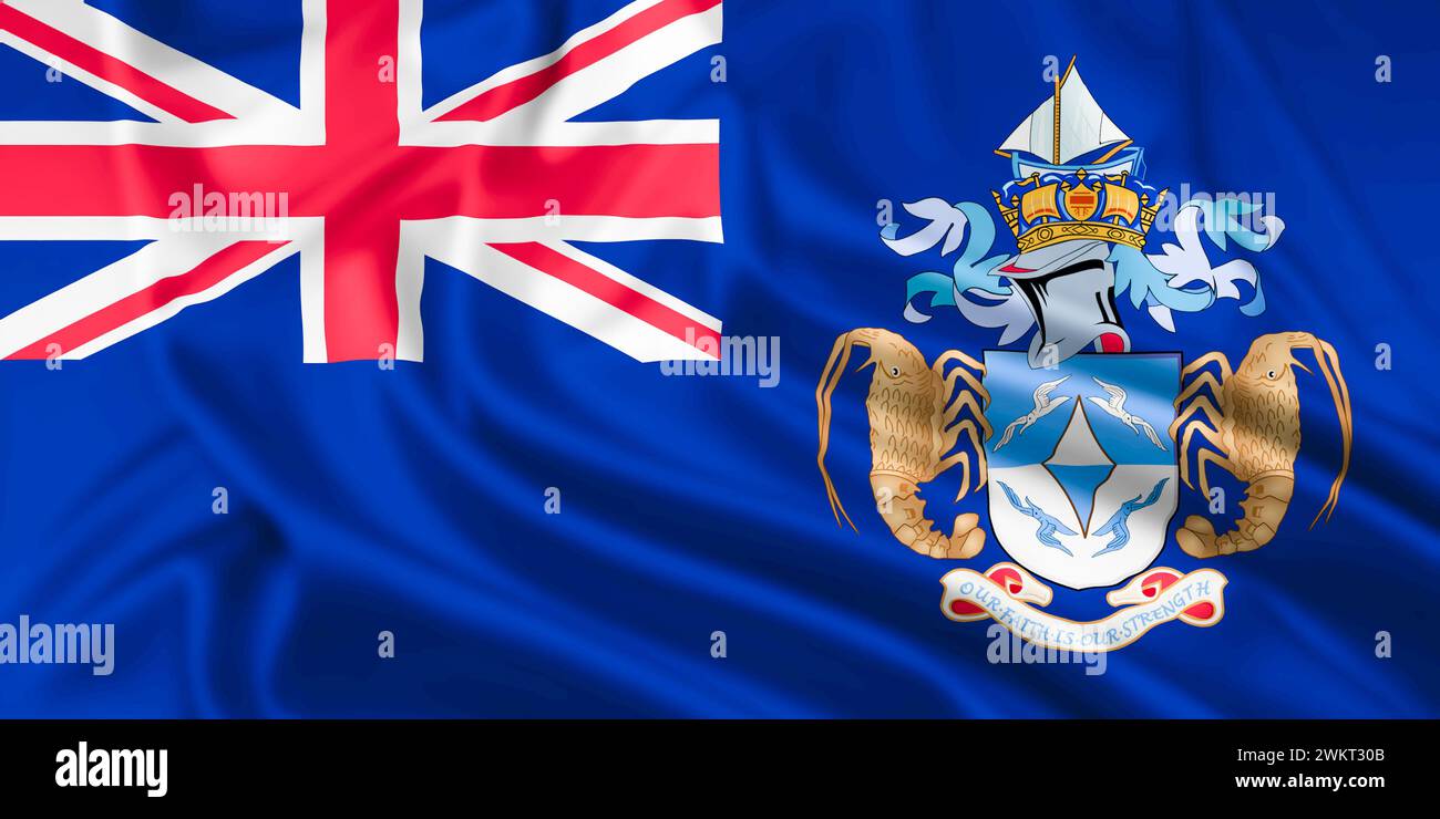 The Flag of Tristan Da Cunha, a British Overseas Territory, Rippled ...