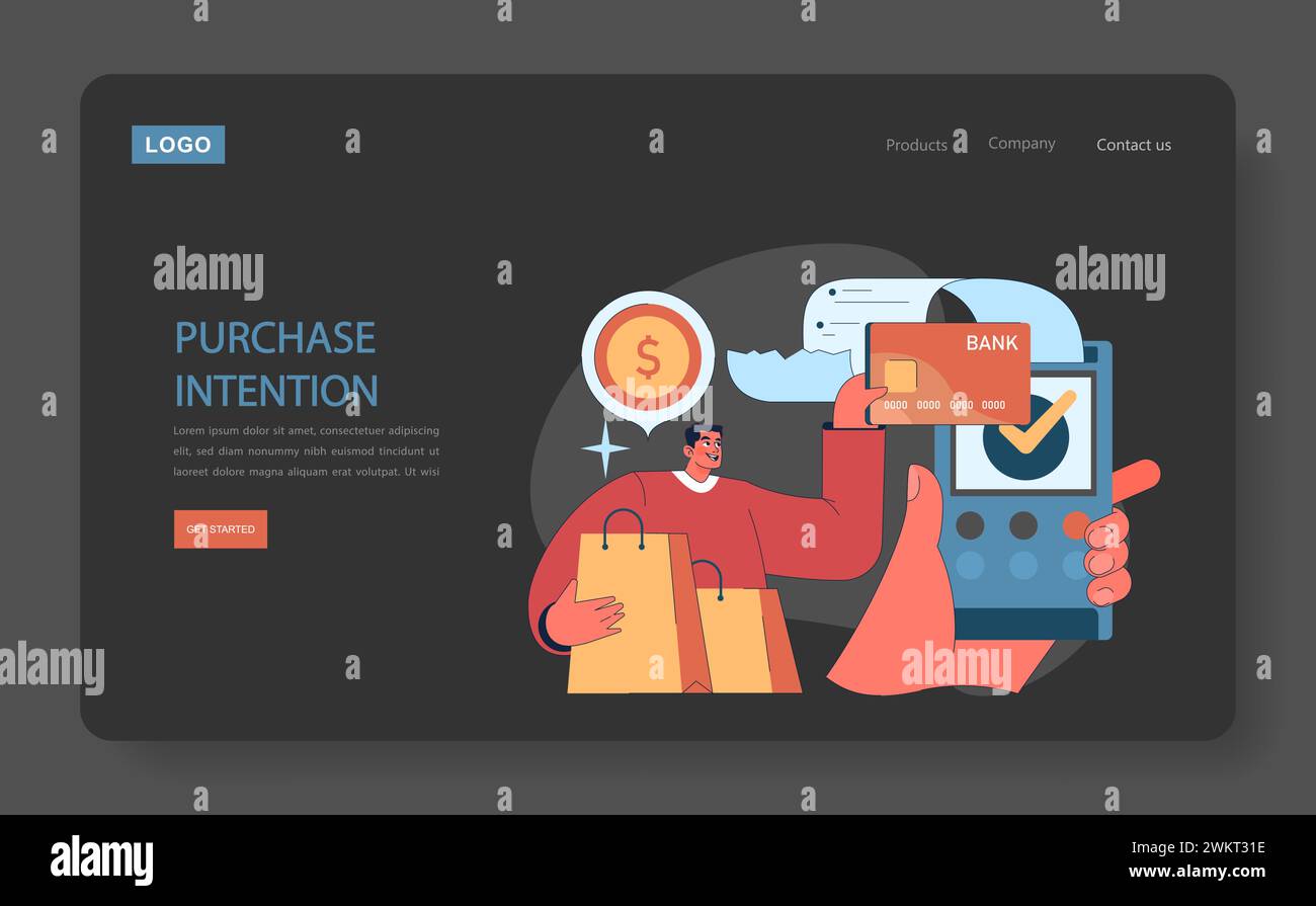 Consumer behavior dark or night mode web, landing. Purchase journey ...