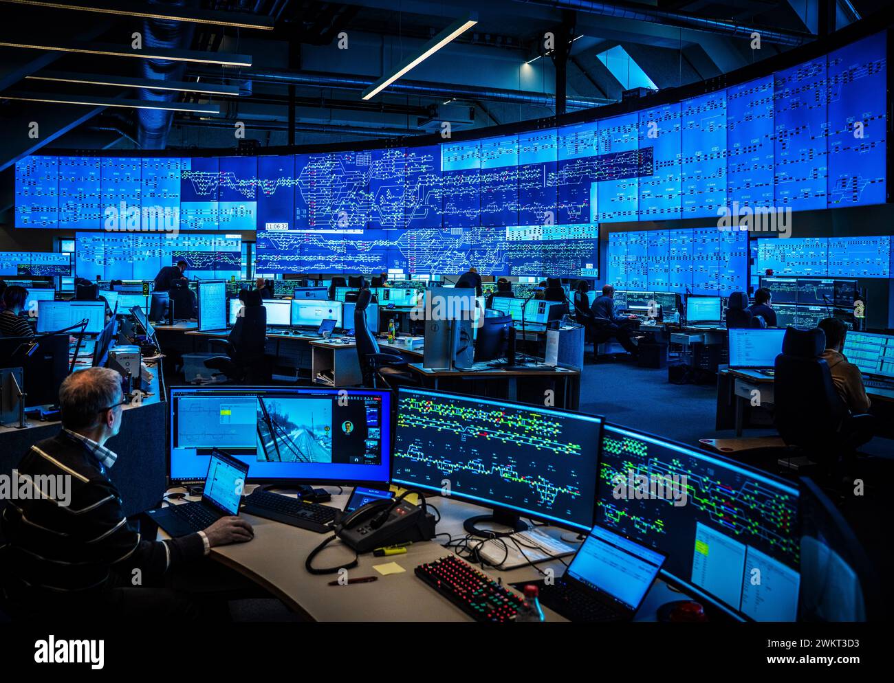 Oslo 20240222.The control room in the Togledersentralen I Bane nor is a ...