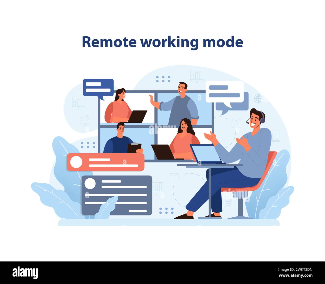 Remote Working Mode A Dynamic Team Engages In Digital Collaboration
