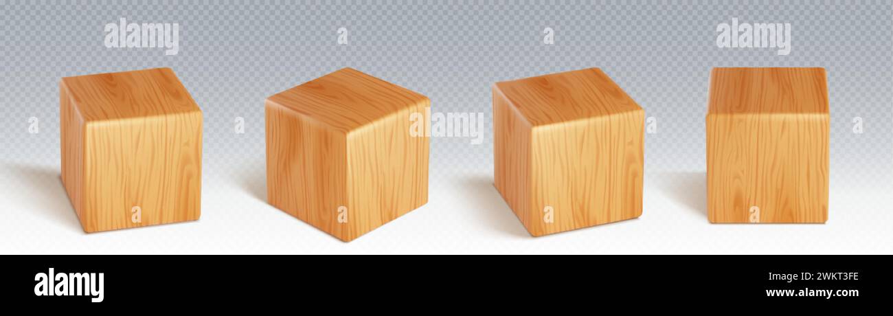 3d wood cube block to play game realistic vector. Isolated wooden ...