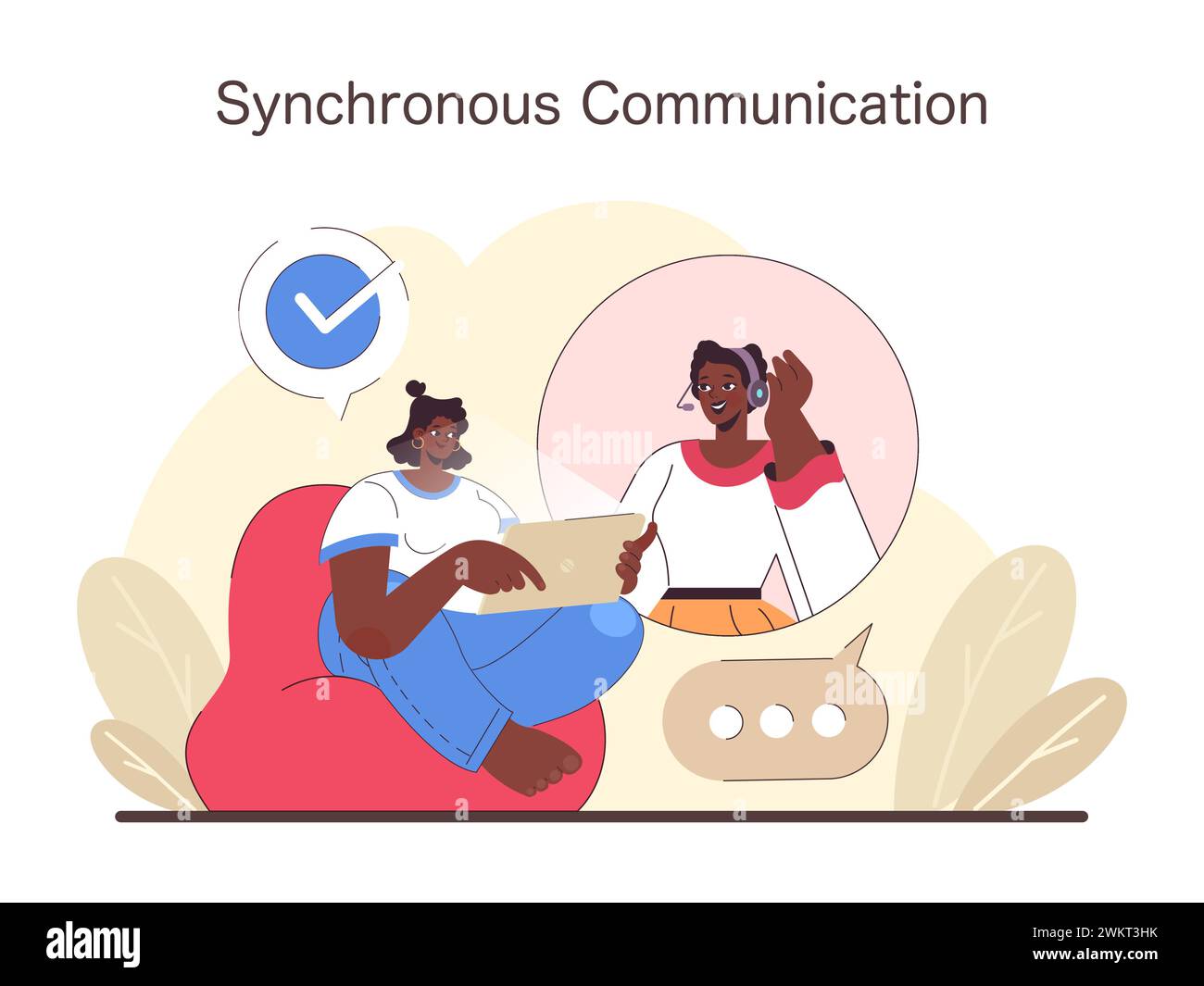 Synchronous communication set. Digital team interaction in real-time ...