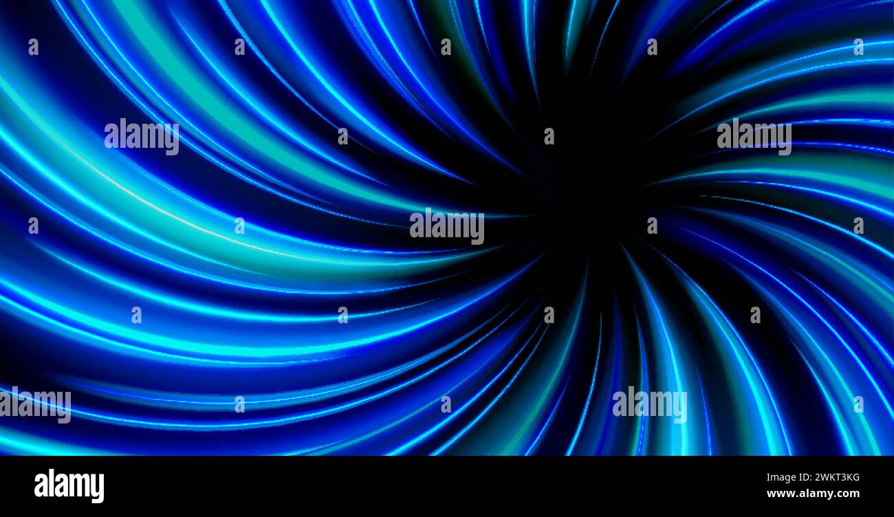 High speed warp of blue light with radial twisted burst. Realistic ...