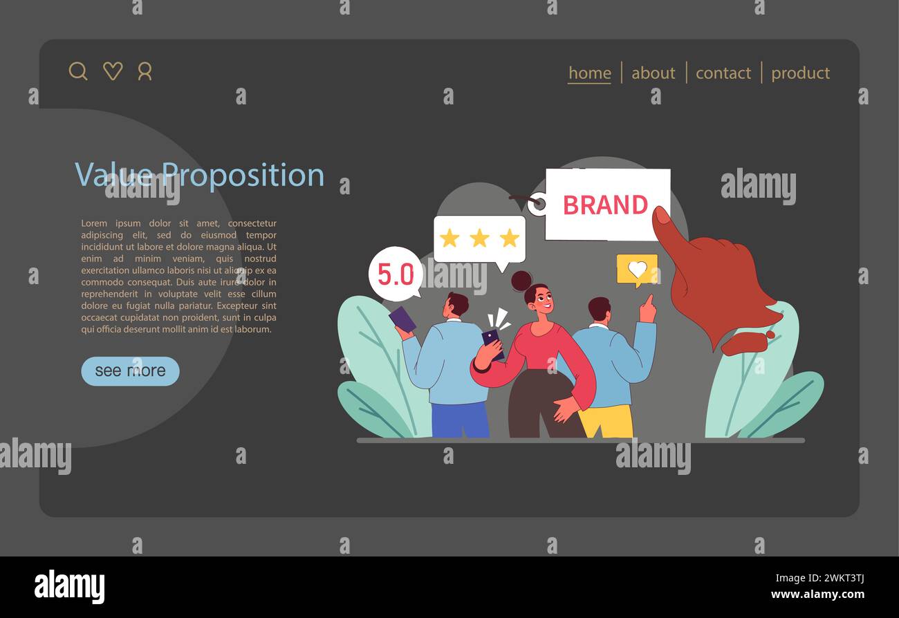 Value Proposition concept. Customers engage with a standout brand ...