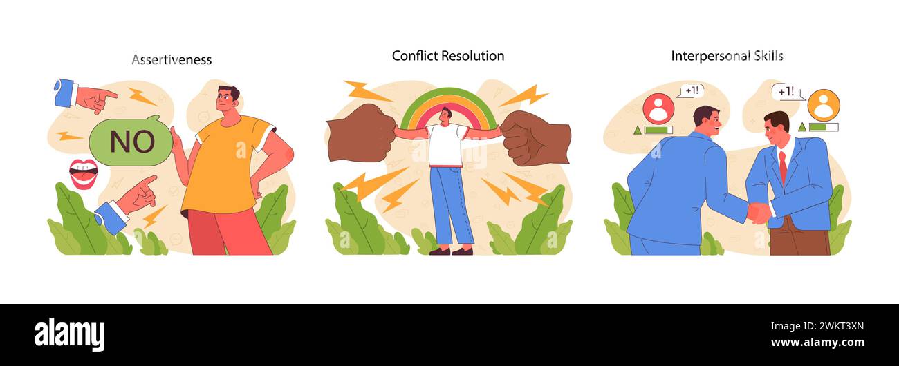 Assertiveness, conflict resolution and interpersonal skills concept ... Assertiveness, conflict resolution and interpersonal skills concept ...