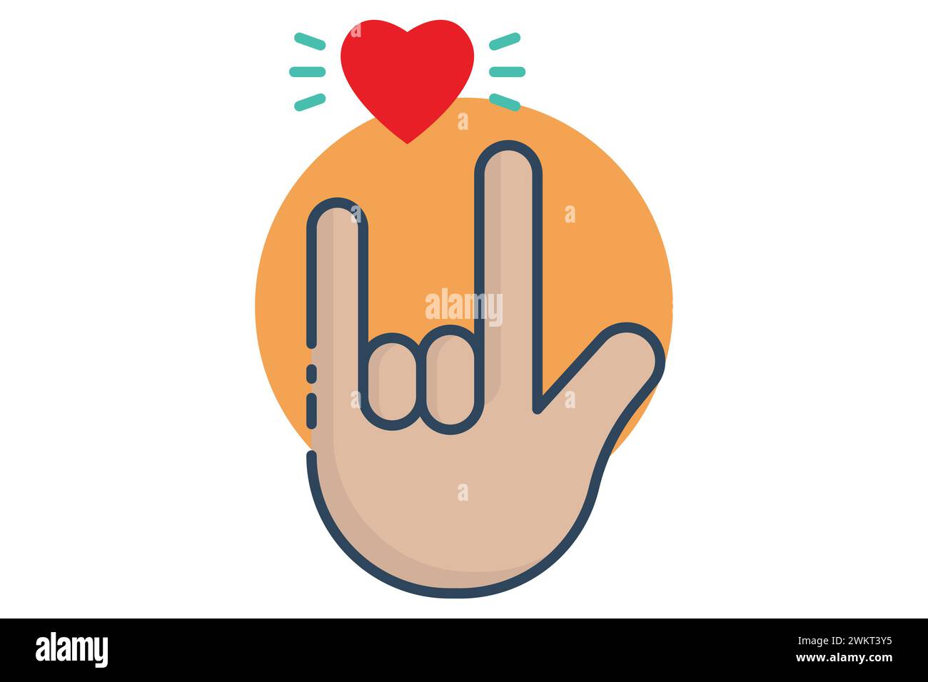 Sign language i love you line drawing hi-res stock photography and ...