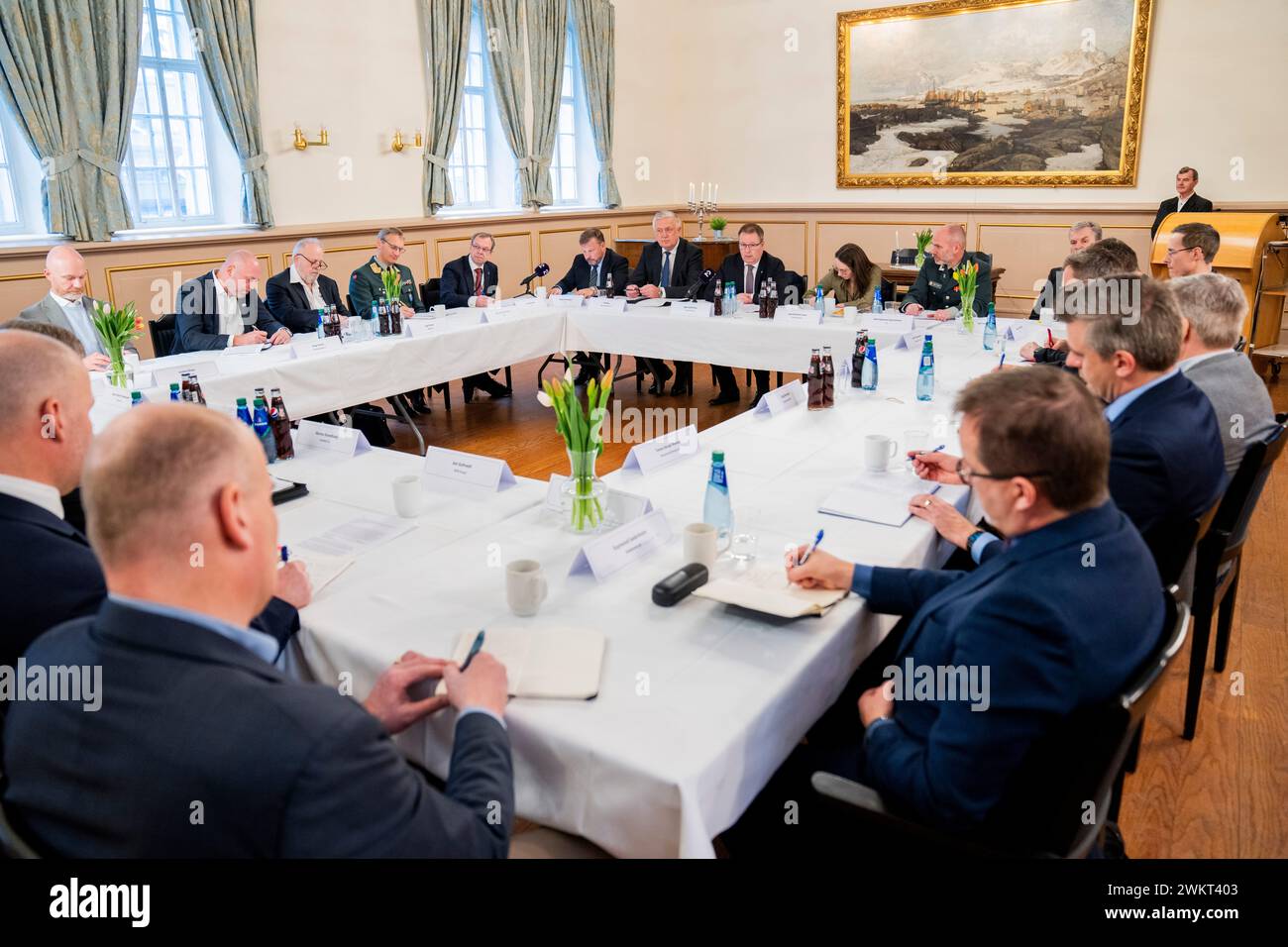 Oslo 20240222.Defense Minister Bjorn Arild Gram (Sp) meets ...