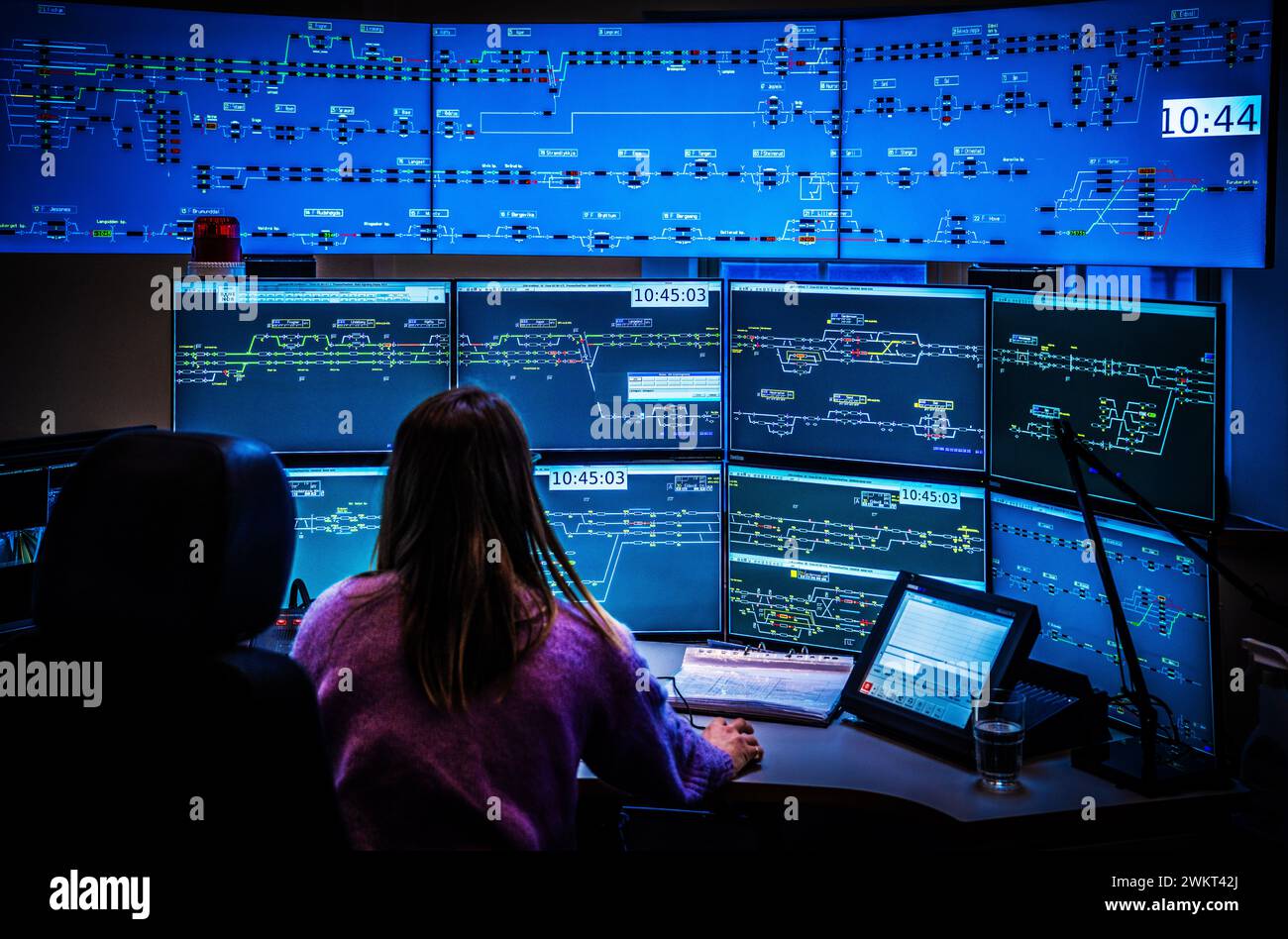 Oslo 20240222.The control room in the train control center in Bane Nor ...