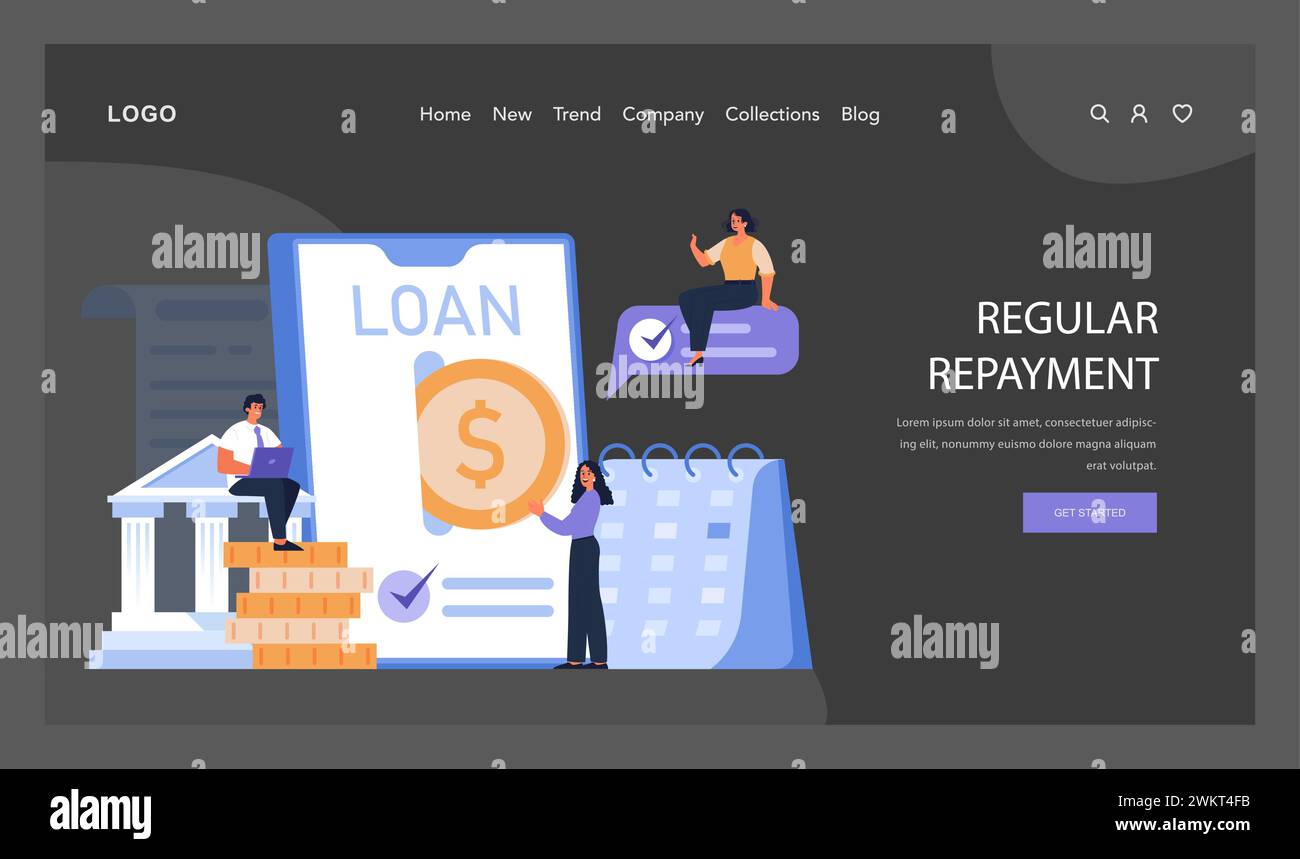 Regular Repayment concept. Individuals manage loan documentation, while ...