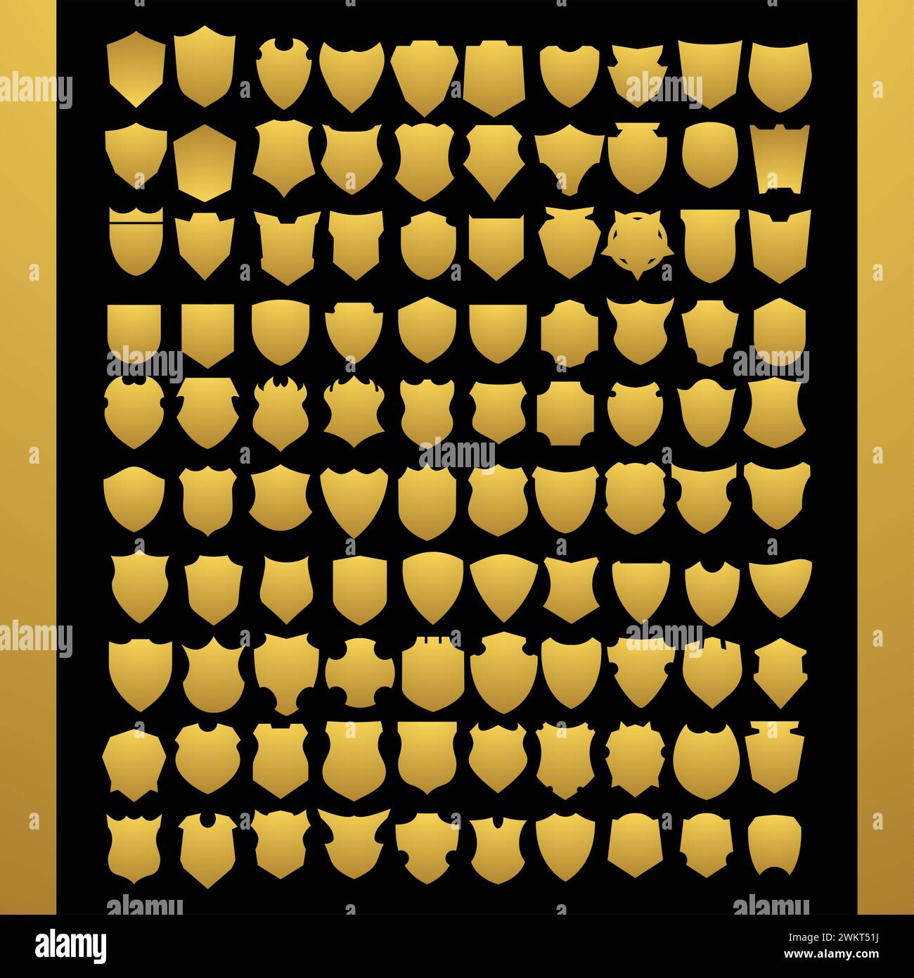 Silhouette Shield icon set in vintage style, Protect shield security ...