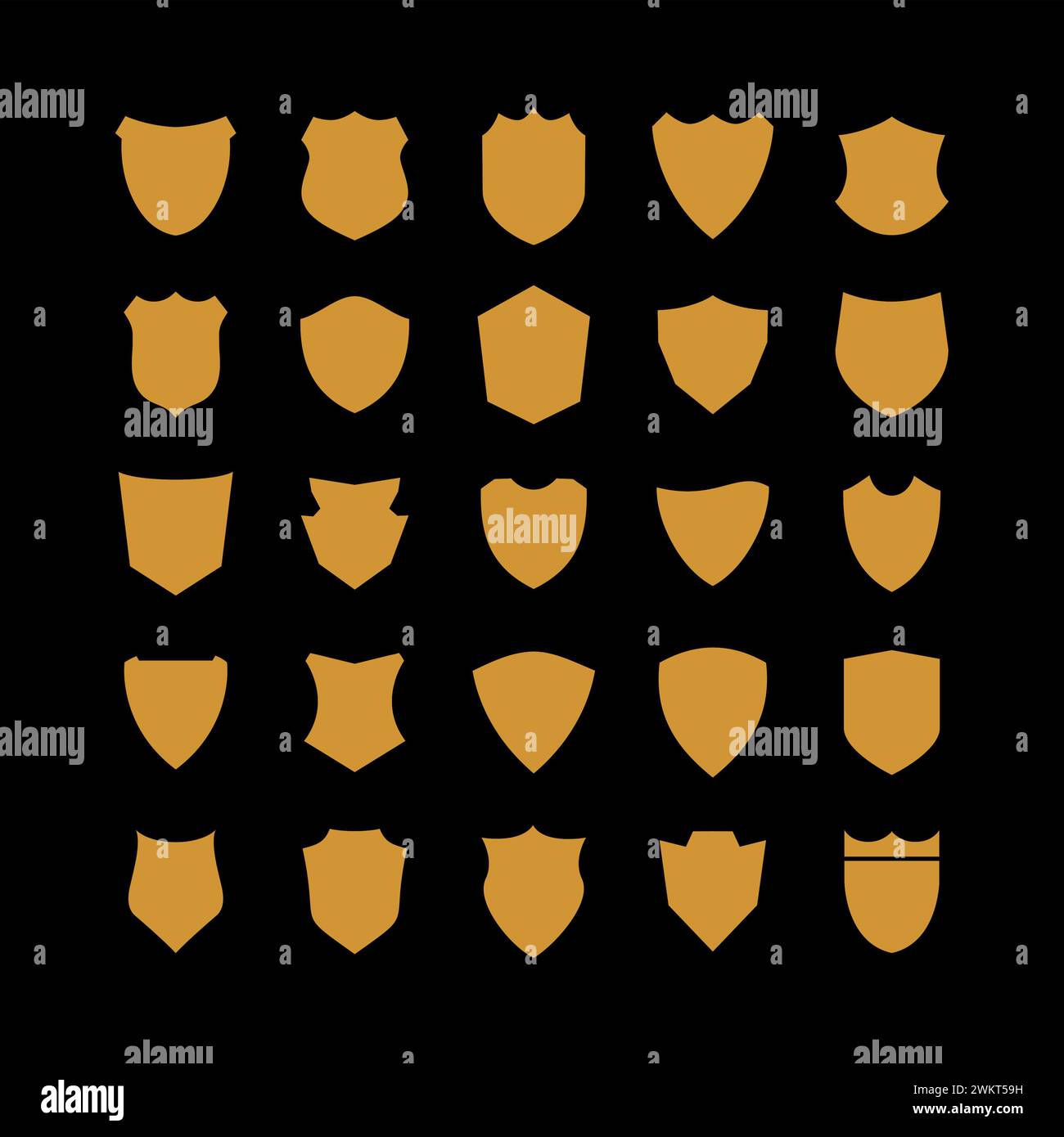 Silhouette Shield Icon Set In Vintage Style Protect Shield Security