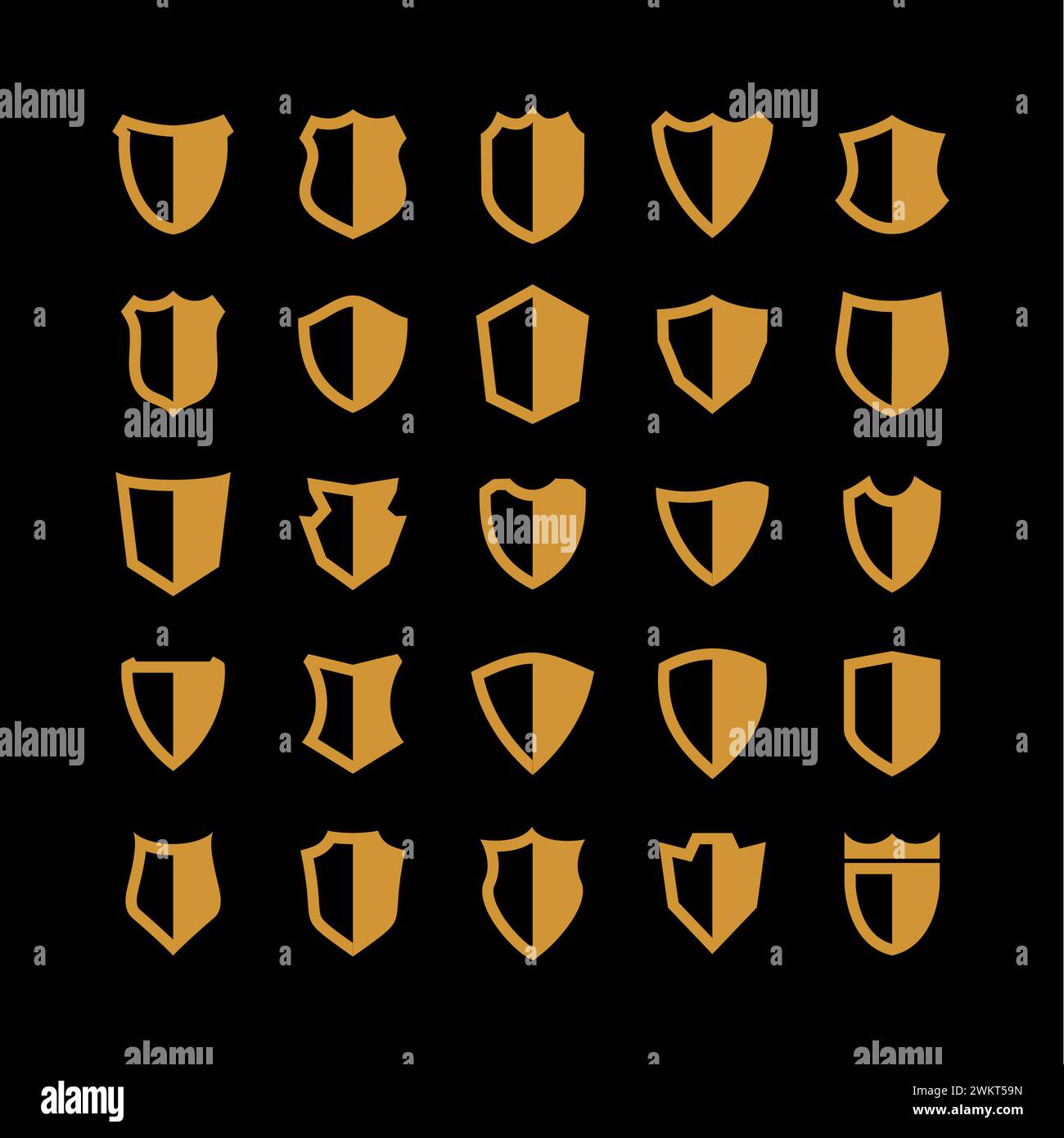 Silhouette Shield Icon Set In Vintage Style Protect Shield Security