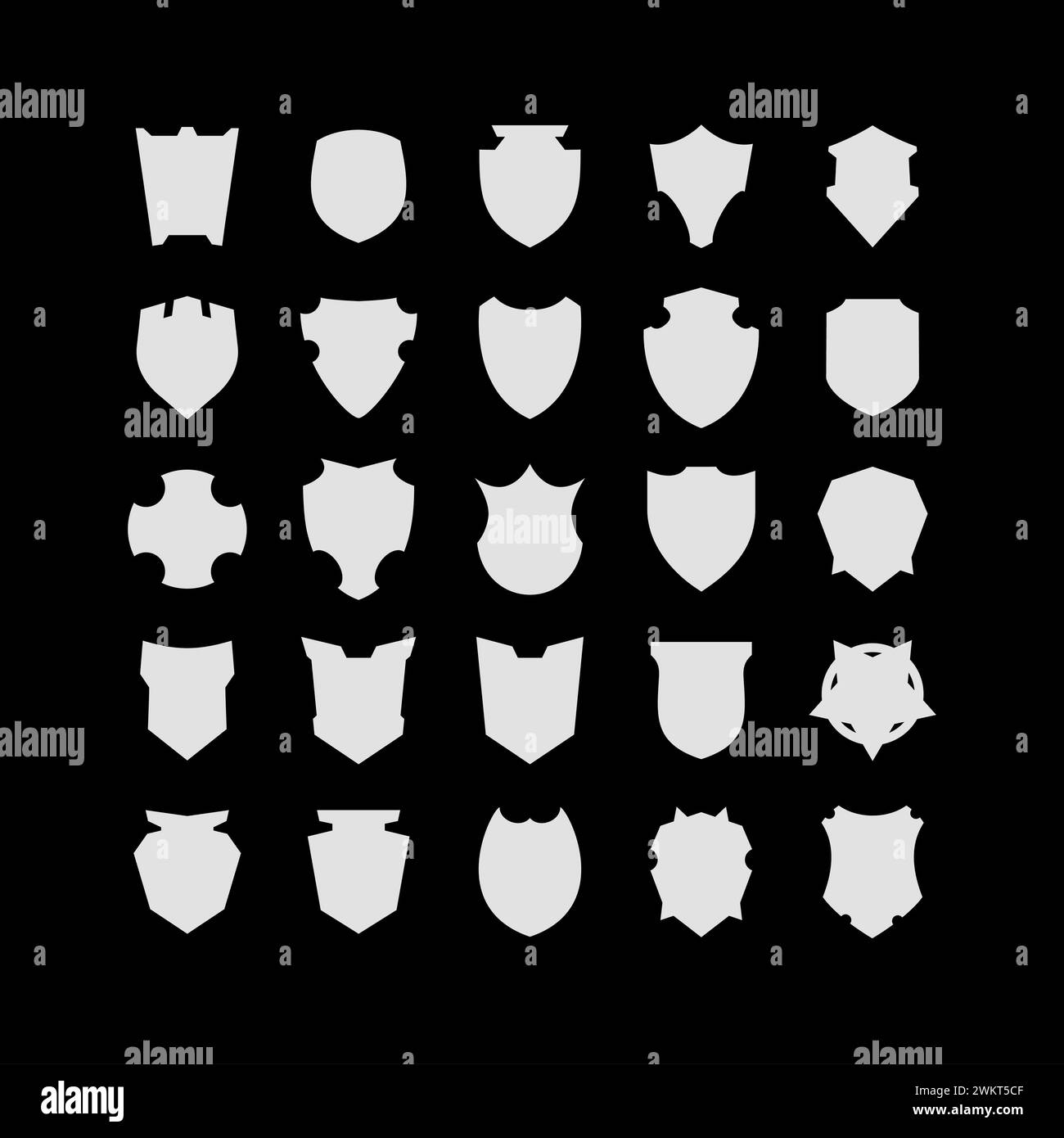 Silhouette Shield Icon Set In Vintage Style Protect Shield Security