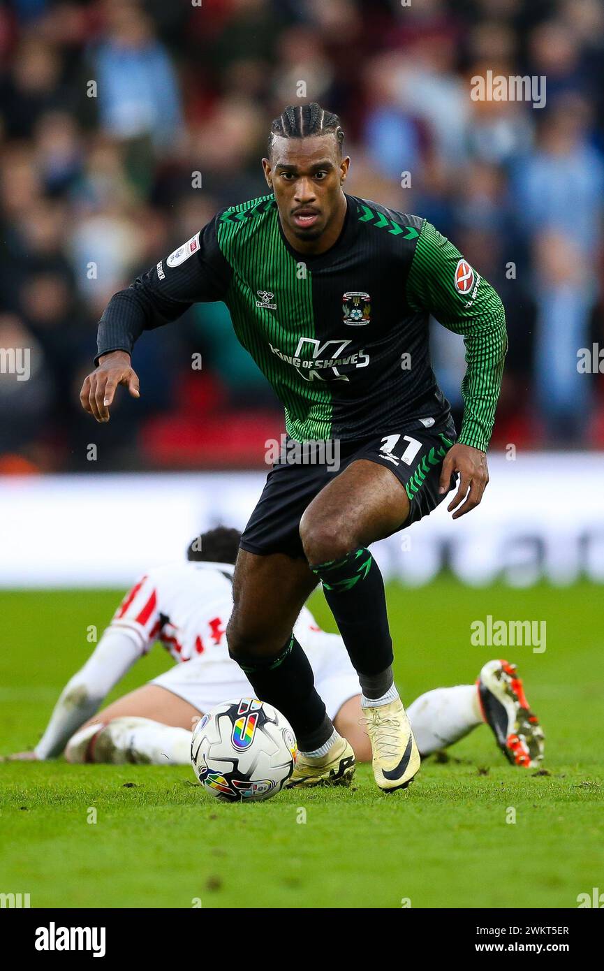 Coventry City's Haji Wright controls the ball during the Sky Bet ...