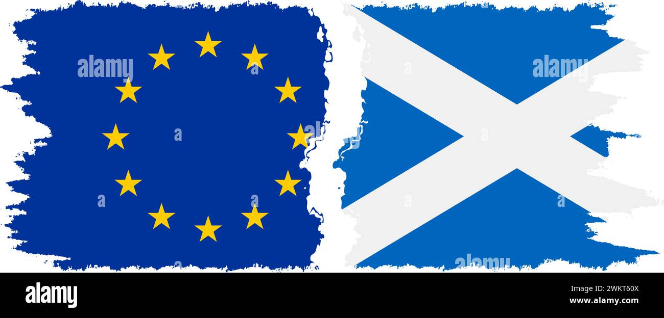 Scotland and European Union grunge flags connection, vector Stock ...