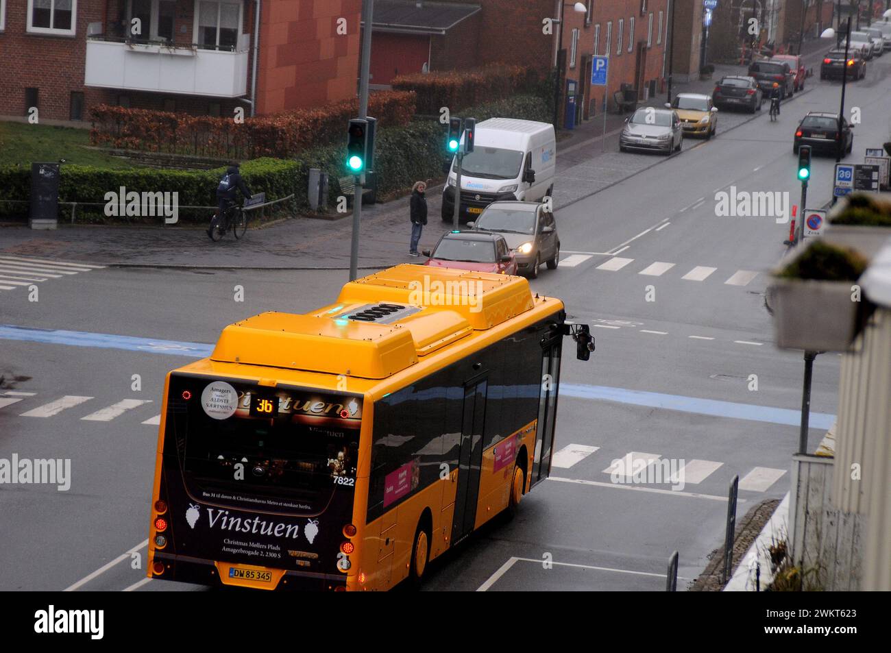 Copenhagen, Denmark /22 February 2024/. Public bus route 36 transport ...