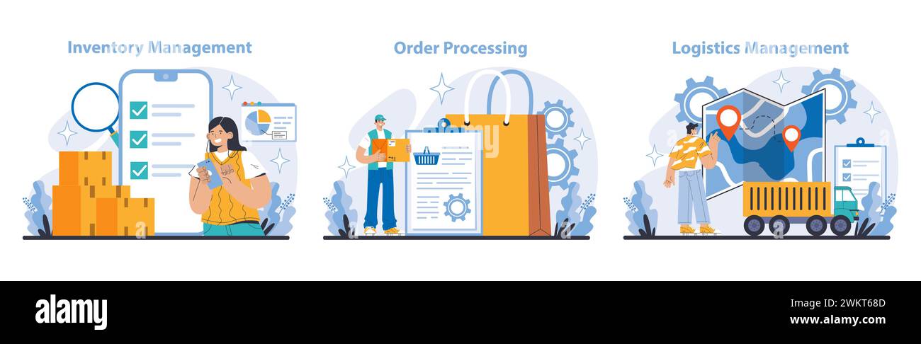 Logistics and Inventory Management set. Detailed depiction of inventory ...