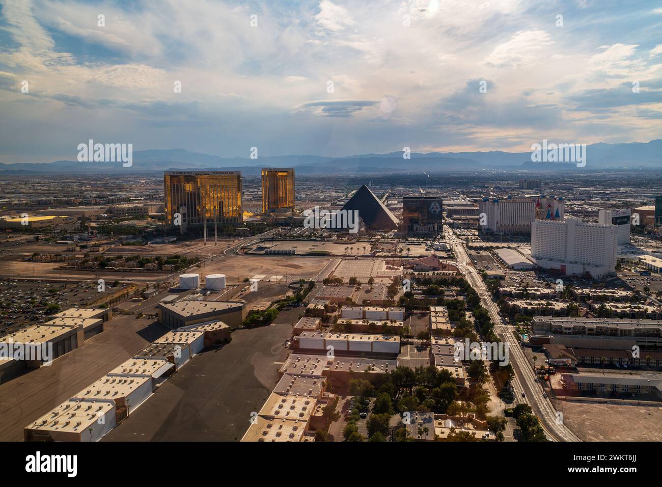 Mandalay Hotel and Luxor Hotel Aerial View Stock Photo - Alamy