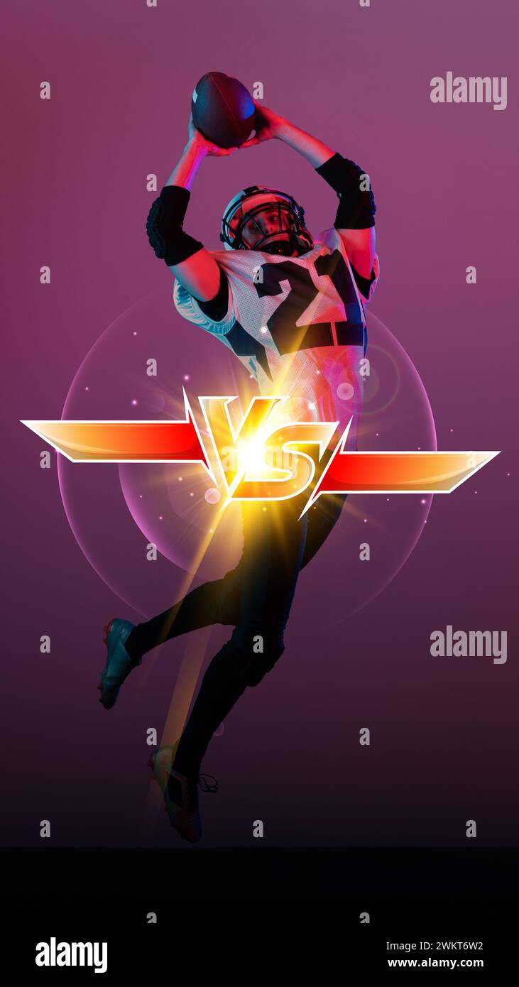 Banner for versus battles. American football player in mid-catch above ...
