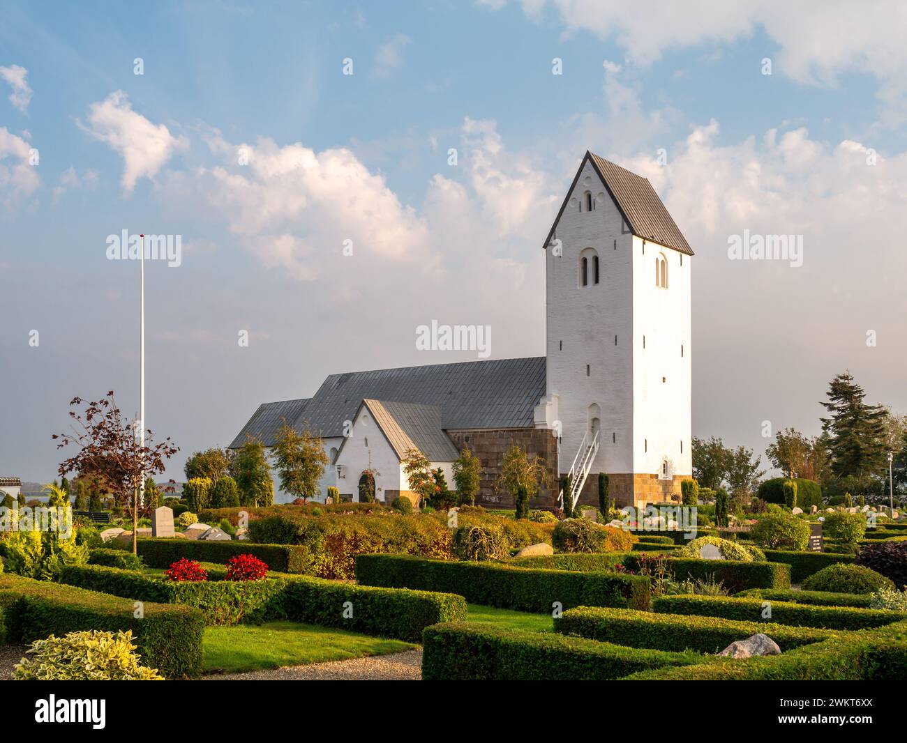 Church and graveyard of Nederby, town on Fur island in Limfjord, North ...