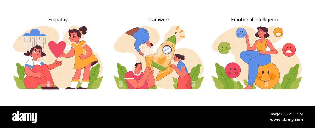 Empathy, teamwork, and emotional intelligence concept. Illustrating ...