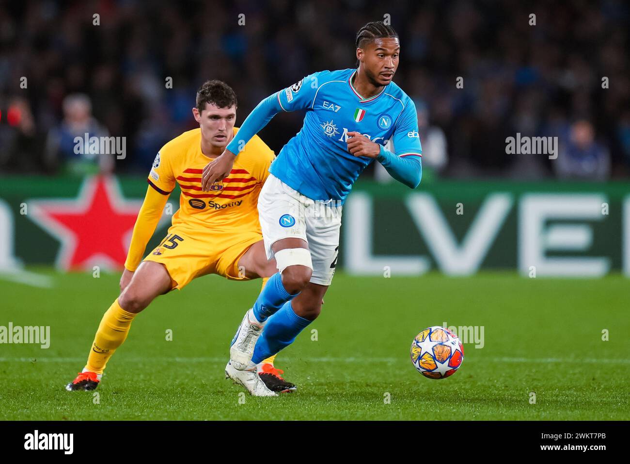 Naples, Italy. 21st Feb, 2024. Jean Cajuste of SSC Napoli and Andreas ...