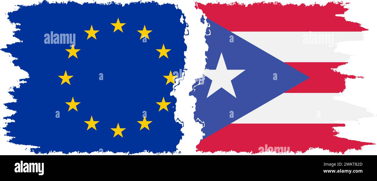 Puerto Rico and European Union grunge flags connection, vector Stock ...