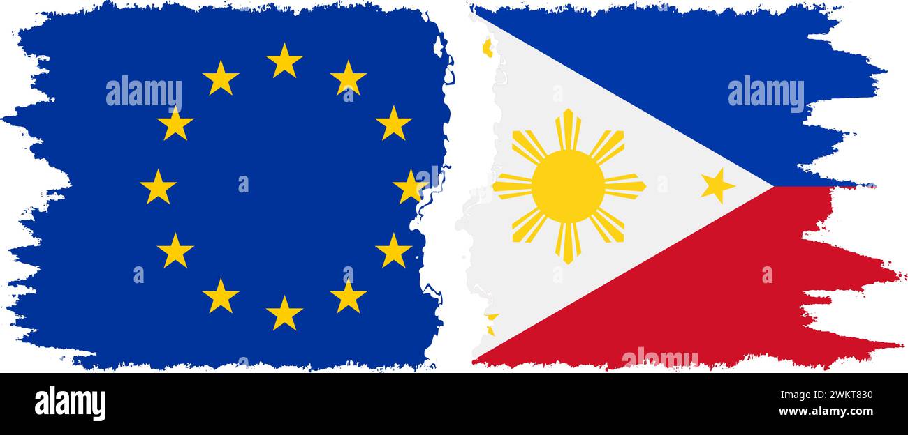 Philippines and European Union grunge flags connection, vector Stock ...