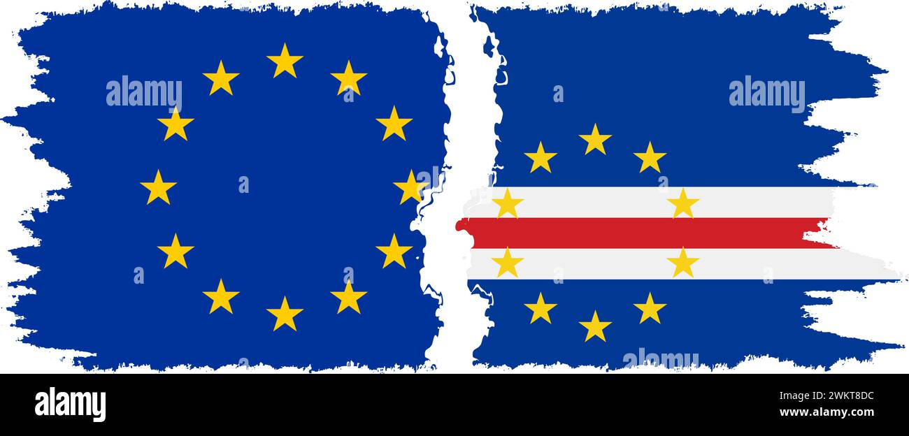 Cape Verde and European Union grunge flags connection, vector Stock ...