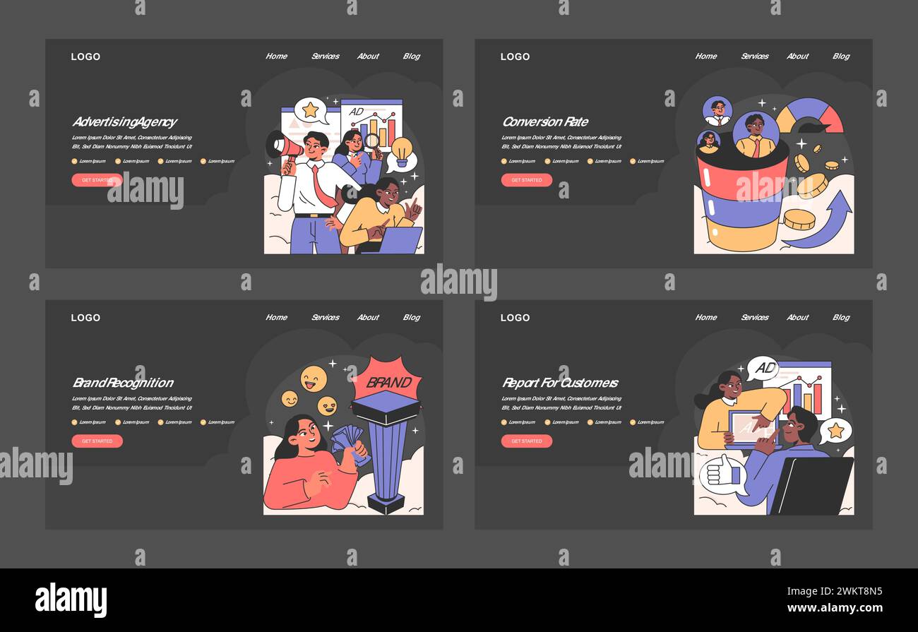 Comprehensive advertising agency set. Visualizing service spectrum from ...
