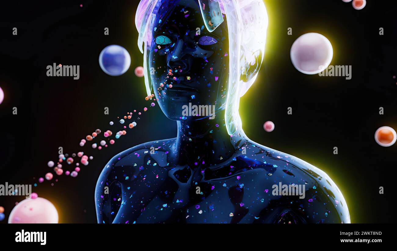 Abstract illustration of a woman and the smell sense Stock Photo - Alamy