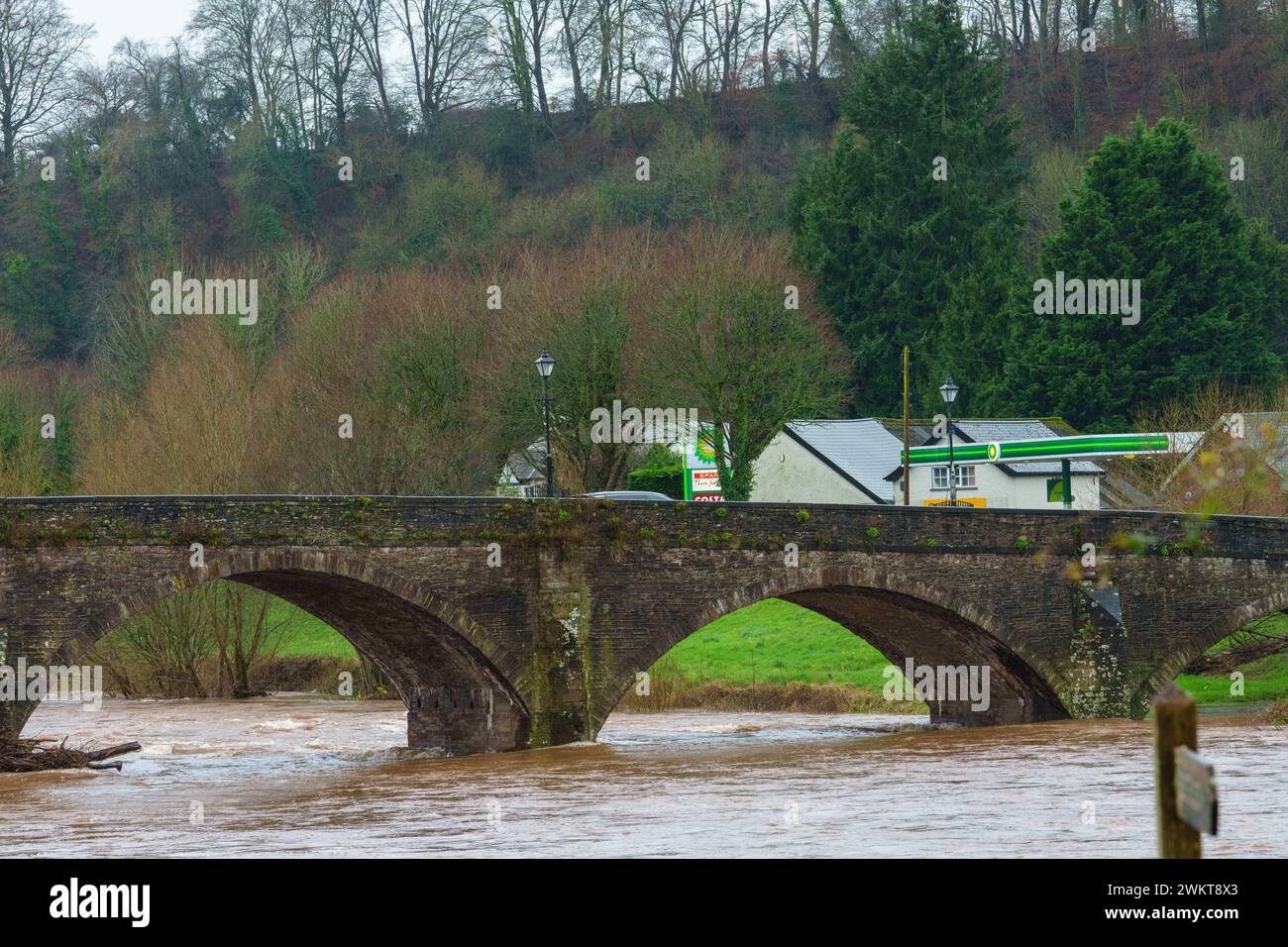 River Usk, Usk, Monmouthshire. February 22nd 2023. Following week of ...