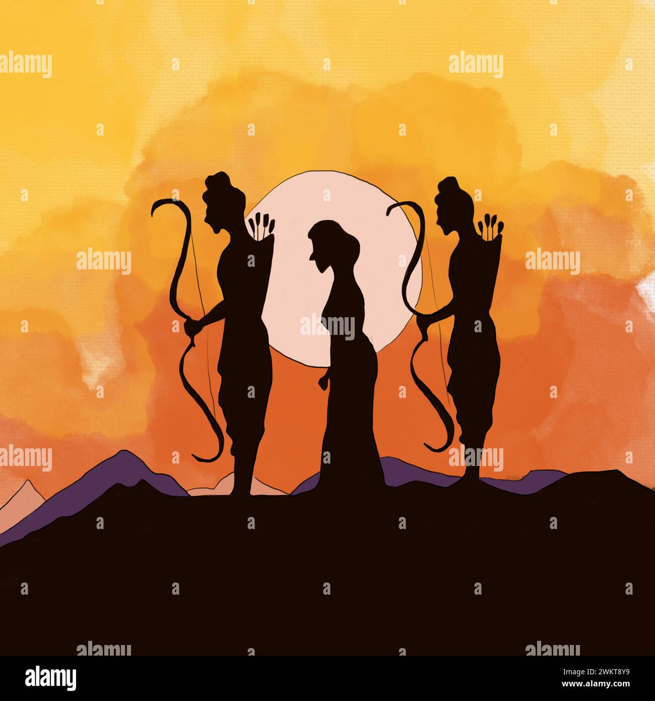 Illustration of Hindu Lord Shri Rama with his wife Mata Sita and ...