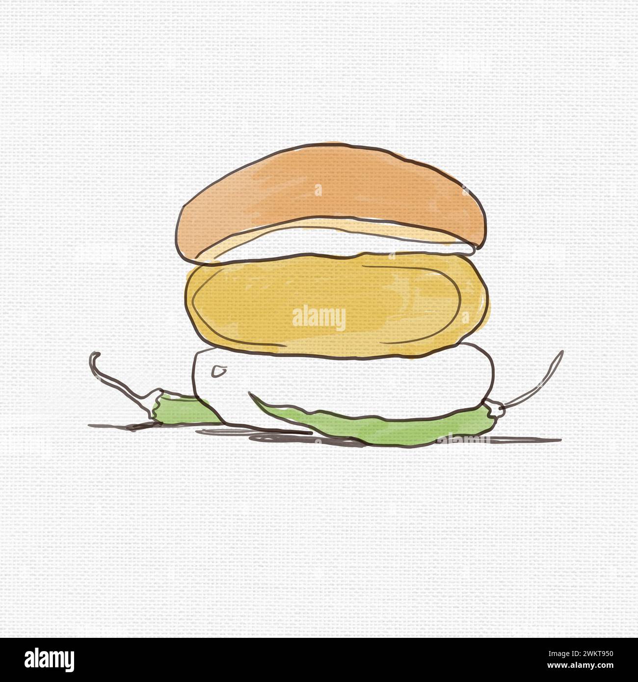 Mumbai Vada pav illustration art Stock Photo - Alamy