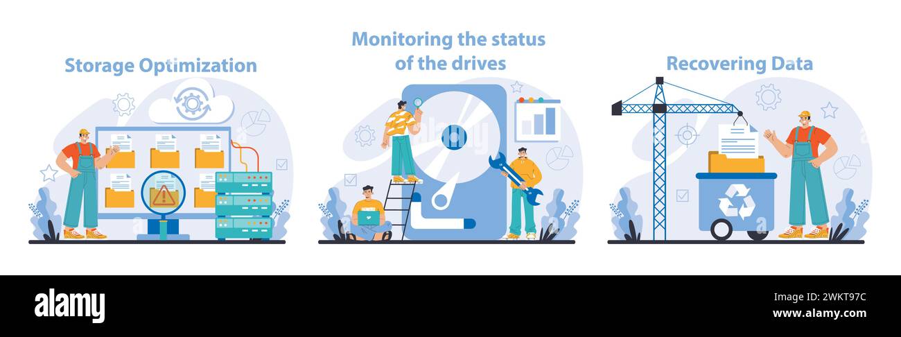 Data Storage management set. Enhancing server efficiency, ensuring ...