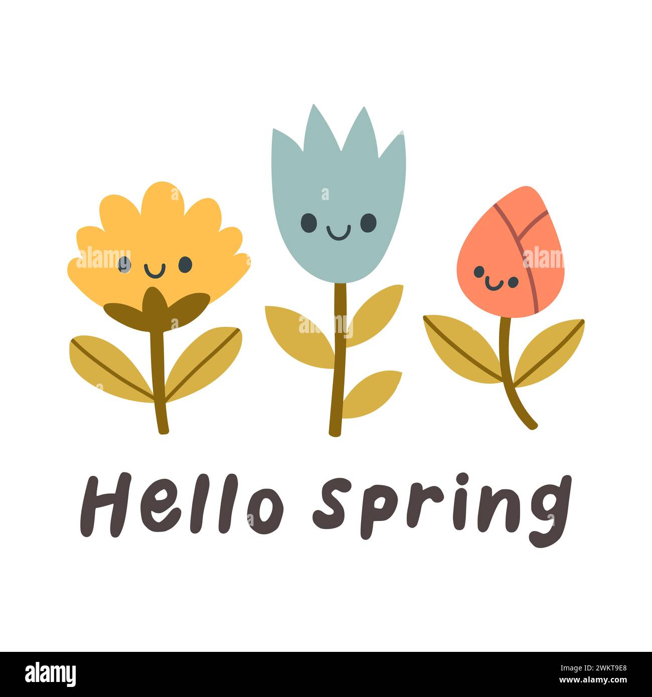 Hello spring quotes. Floral springtime hand drawn prints design ...