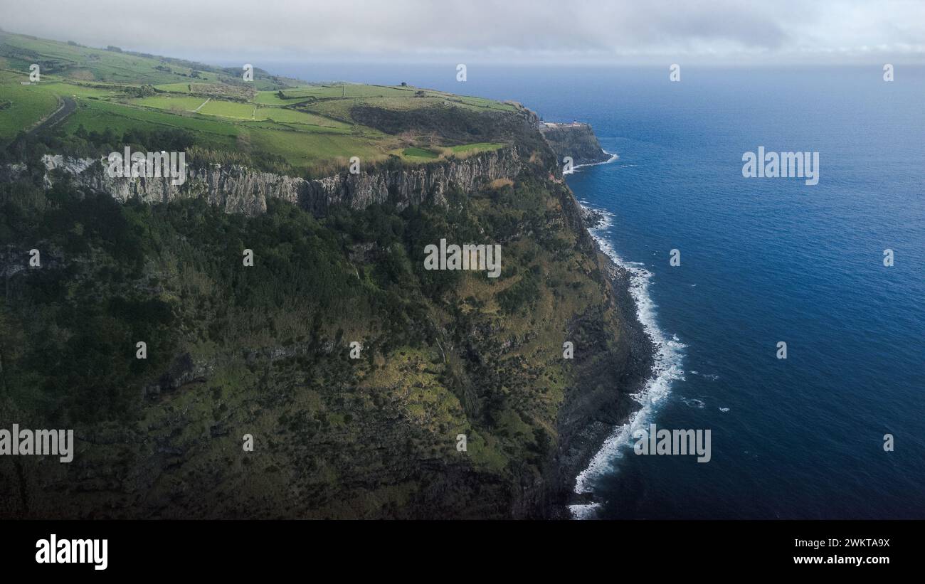 Azores landscape with waterfalls and cliffs in Flores island. Portugal ...