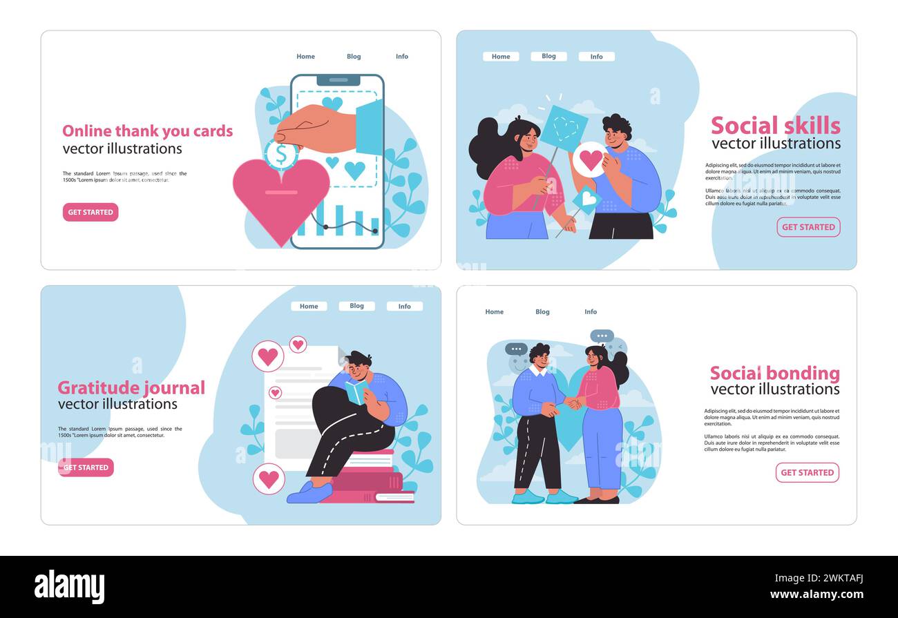 Web interface gratitude and relationships web or landing set ...