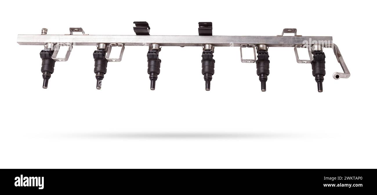 Close-up on a car fuel injector for supplying gasoline to cylinder ...