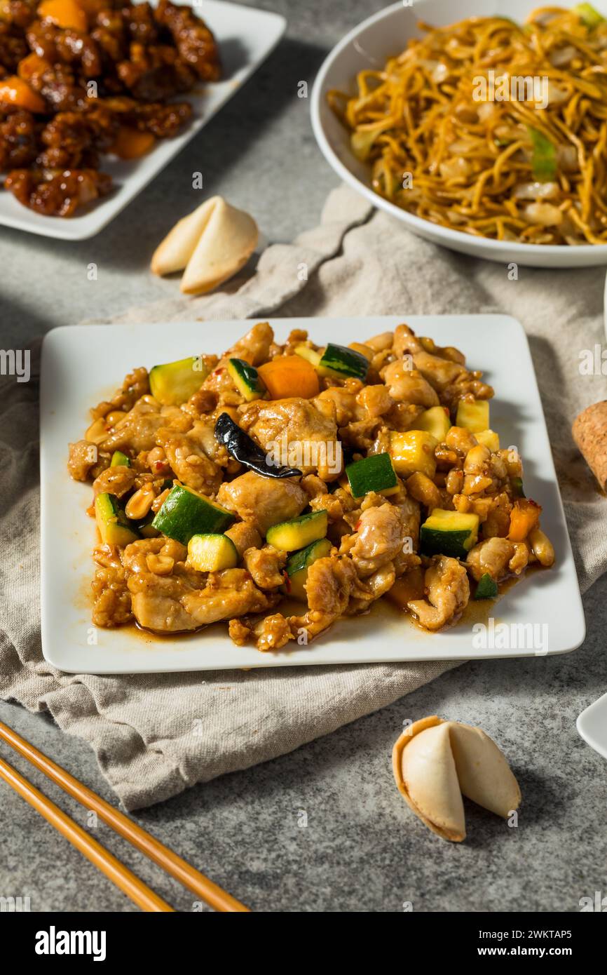 Chinese Stir Fry Kung Pao Chicken with Peppers and Vegetables Stock ...