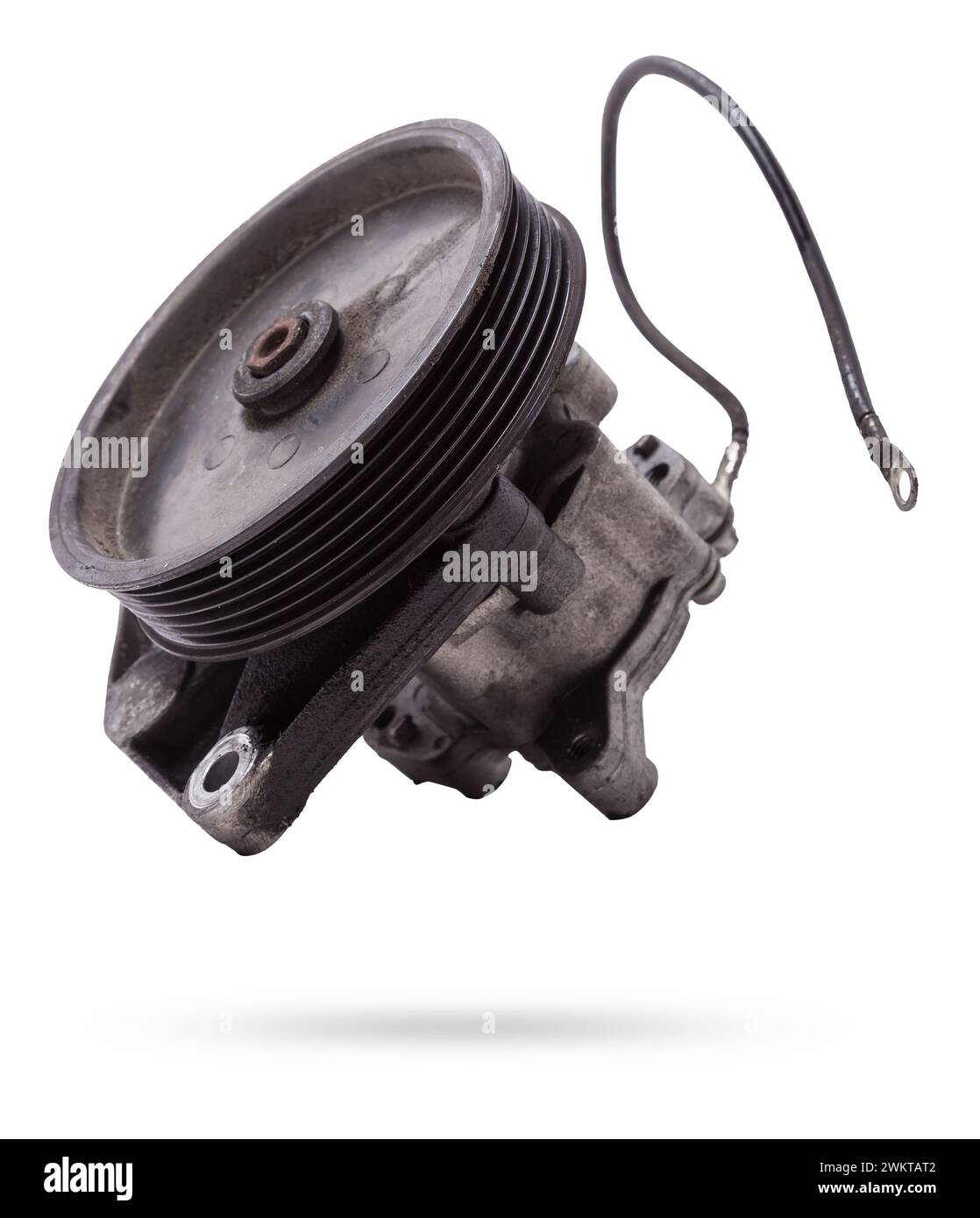Vane pump or hydraulic power steering pump on a white background engine ...
