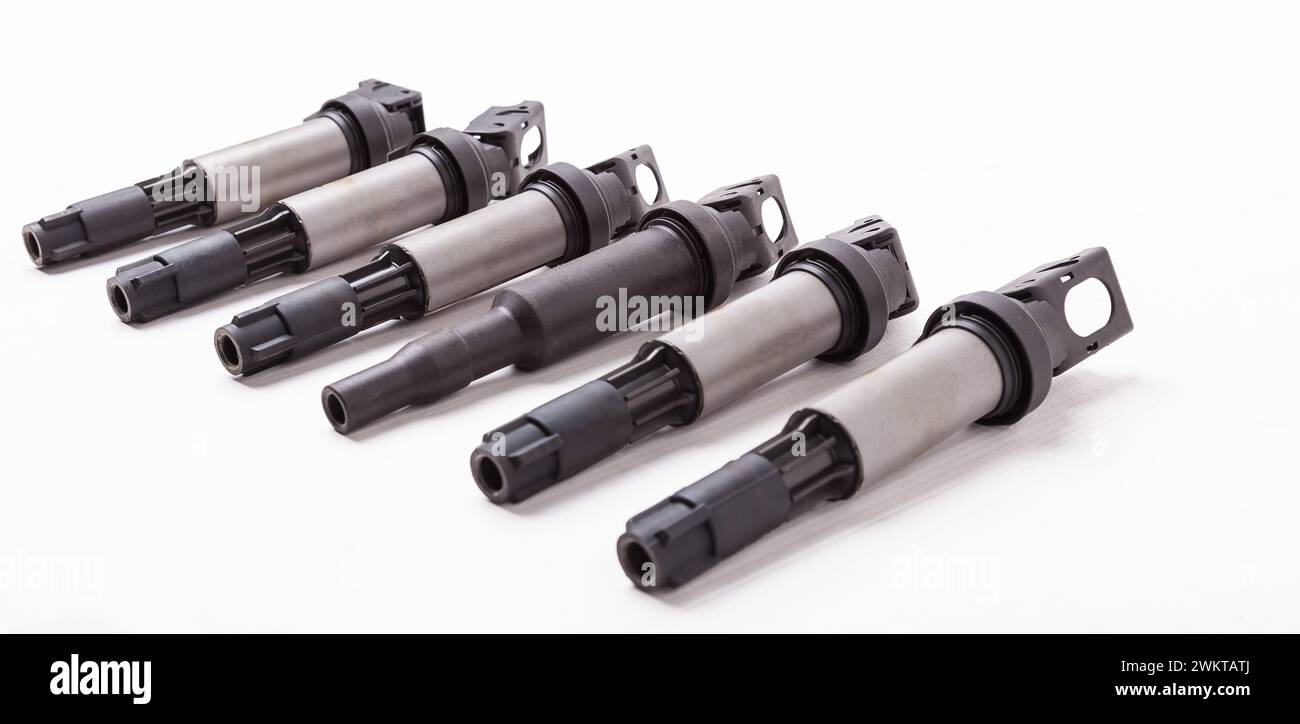 Six ignition coils for an internal combustion engine of a car during ...
