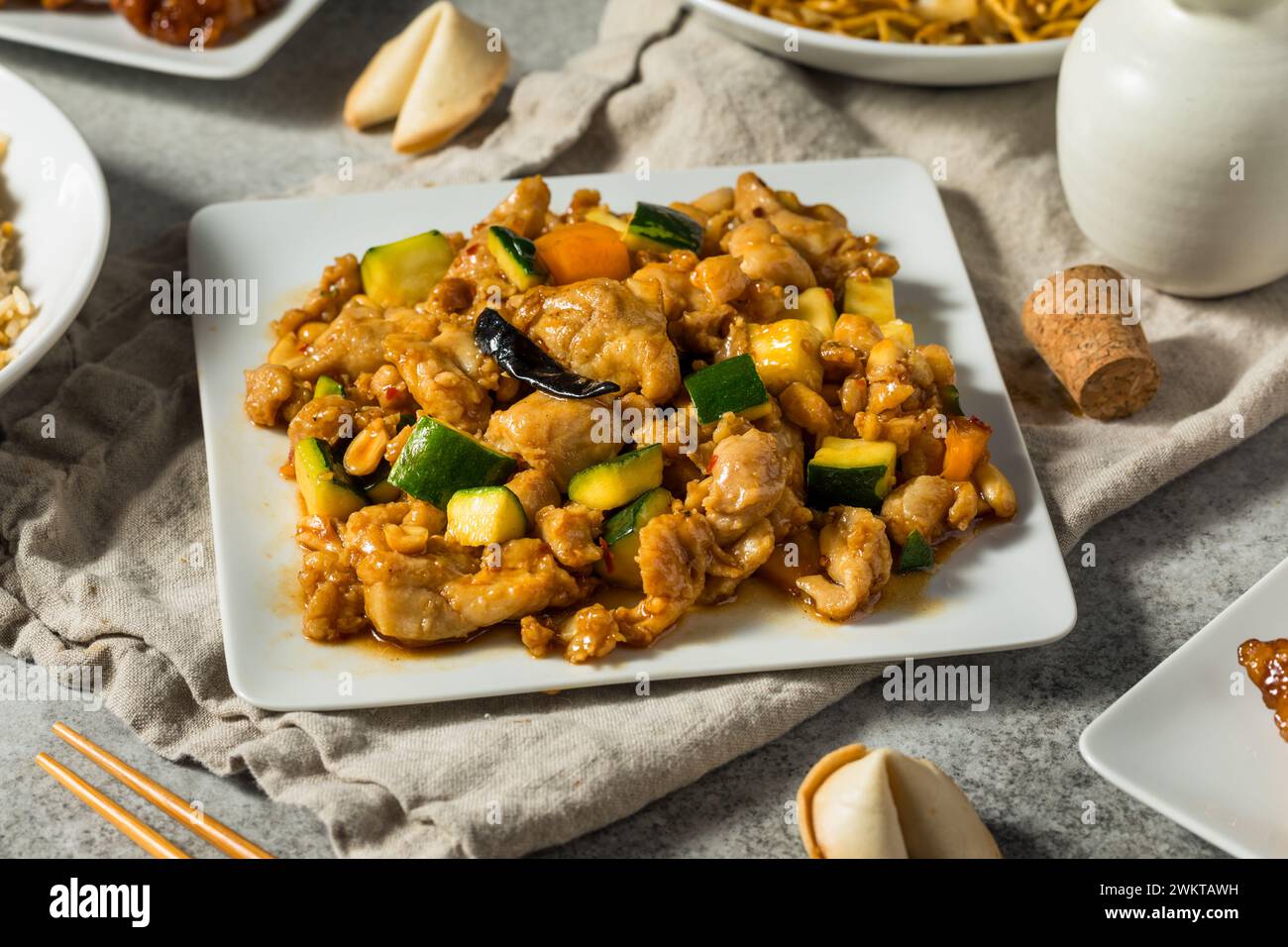 Chinese Stir Fry Kung Pao Chicken with Peppers and Vegetables Stock ...