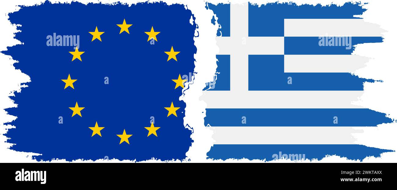 Greece and European Union grunge flags connection, vector Stock Vector ...