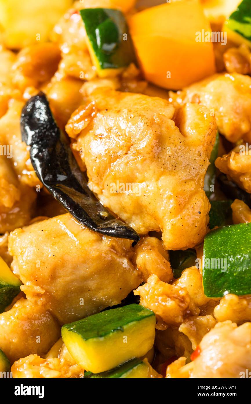 Chinese Stir Fry Kung Pao Chicken with Peppers and Vegetables Stock ...