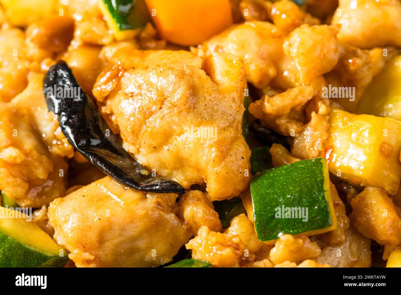 Chinese Stir Fry Kung Pao Chicken with Peppers and Vegetables Stock ...