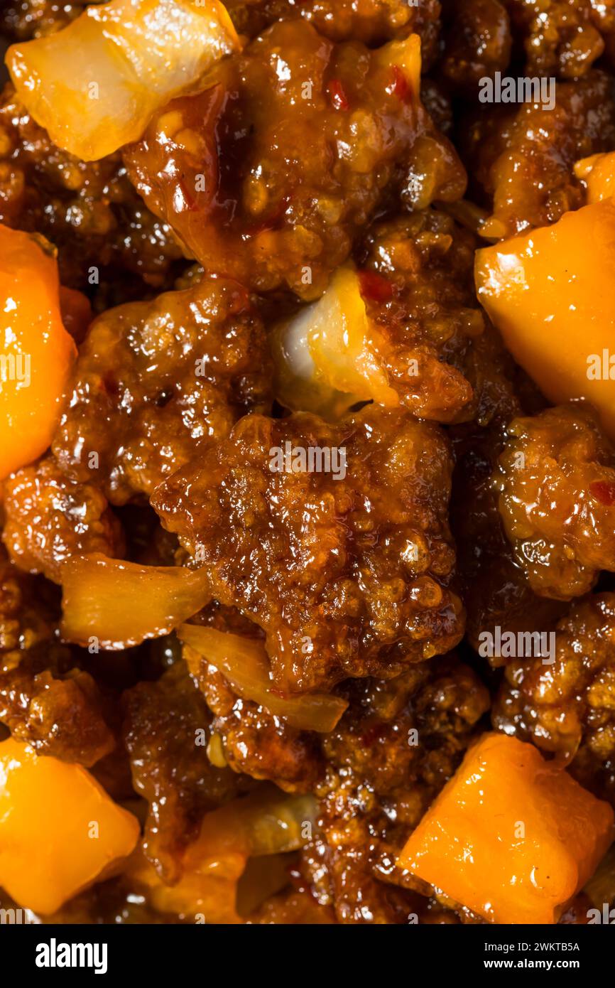 Spicy Chinese Beijing Beef Dinner with Onions and Peppers Stock Photo ...