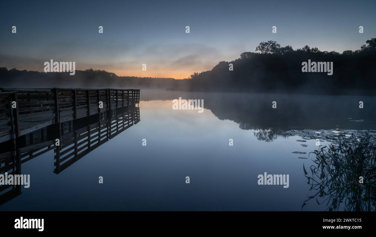 Dawn breaks at East Graham Lake, in Bald Mountain State Recreation Area ...