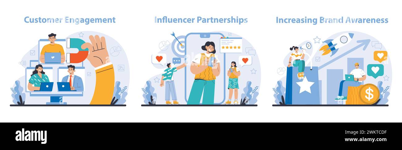 Reputation management set. Building relationship with targeted audience ...